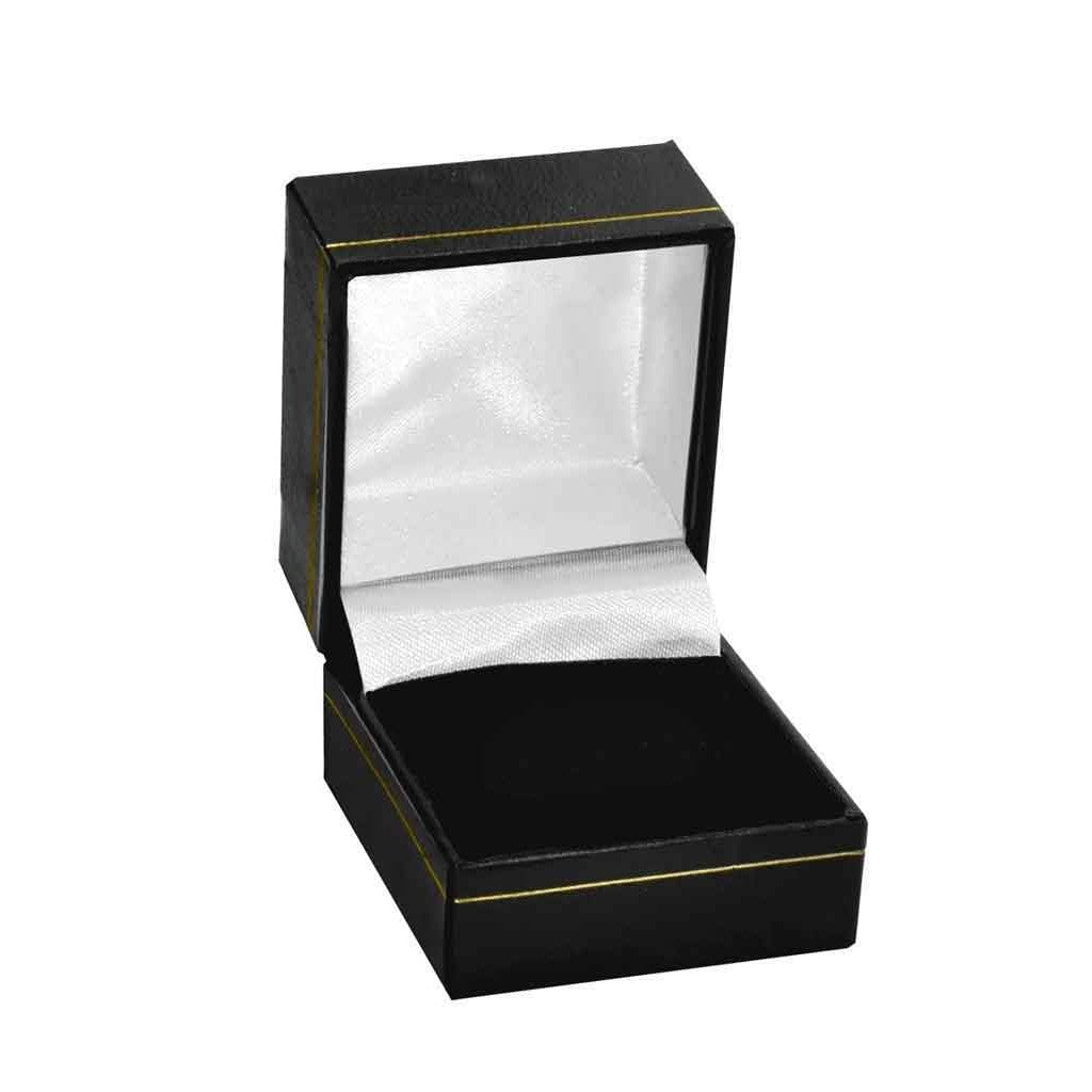 Black Leatherette Ring Box - Gold Trim | ExoticBlanks