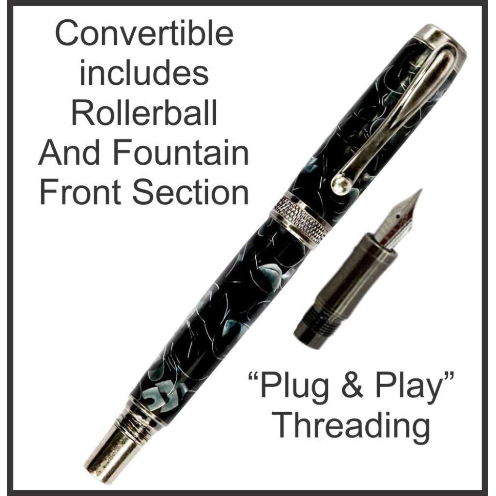 Diamond Knurl Convertible Pen Kit - Antique Silver| ExoticBlanks