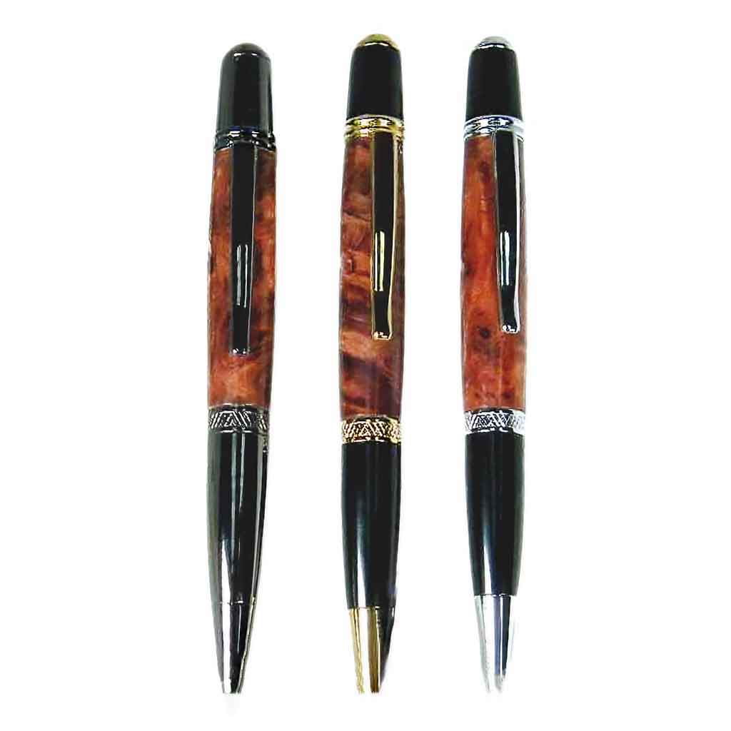 Diplomat Pen Kits & Redwood Burl Pen Blank Combo - 3 Pack | ExoticBlanks