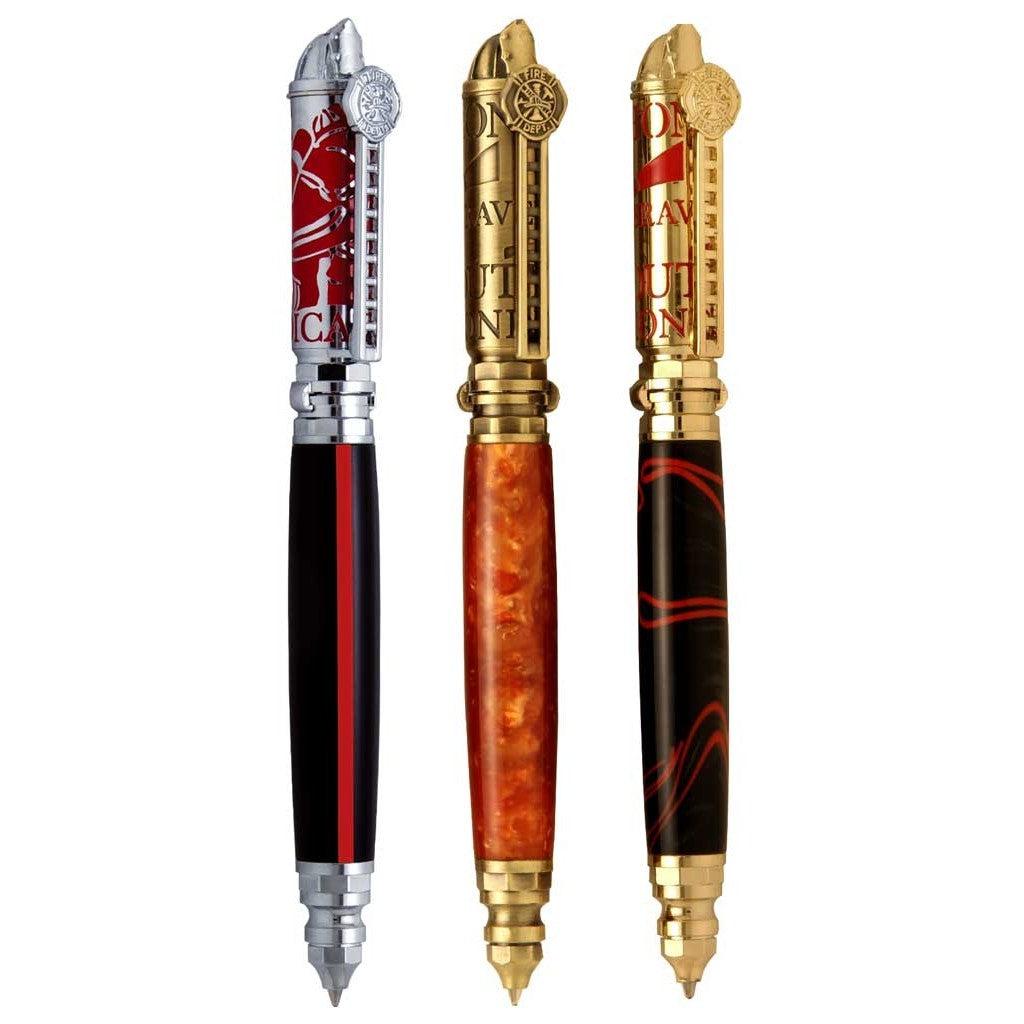 Firefighter "Push and Lock" Pen Kit - 3 Pen Starter Set | ExoticBlanks
