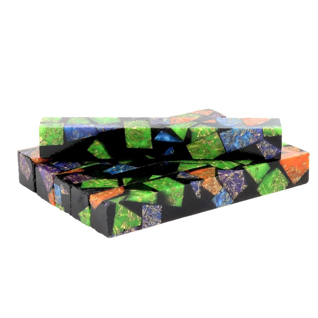 Fossilized Fantasy Pen Blank - Cubist Midnight Citrus | ExoticBlanks