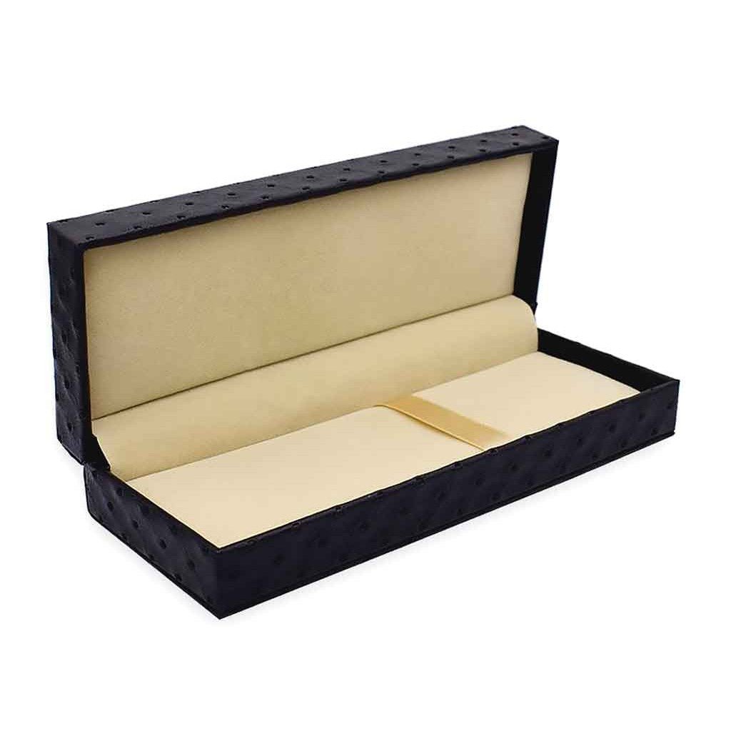 Imitation Ostrich Black Leather Pen Box | ExoticBlanks