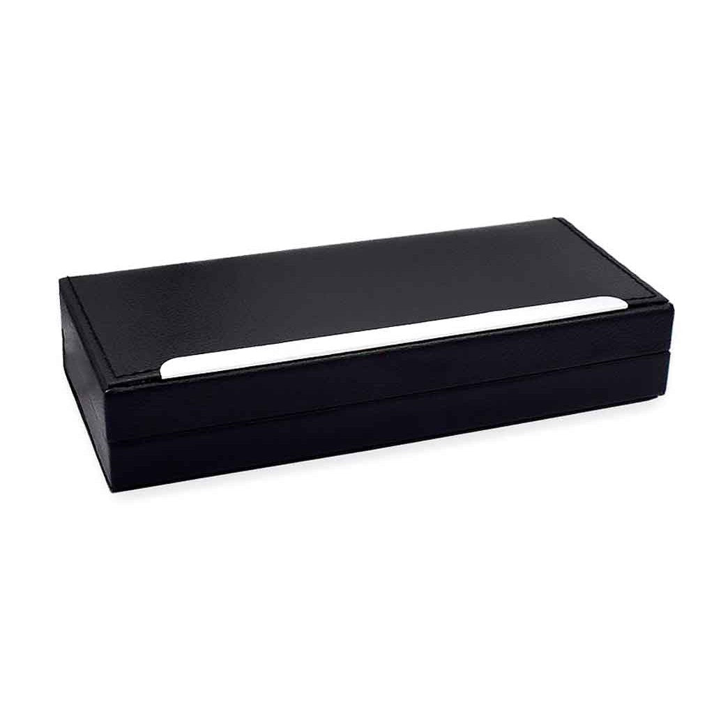 Luxury Black Faux Leather Pen Box - Metal Accent | ExoticBlanks