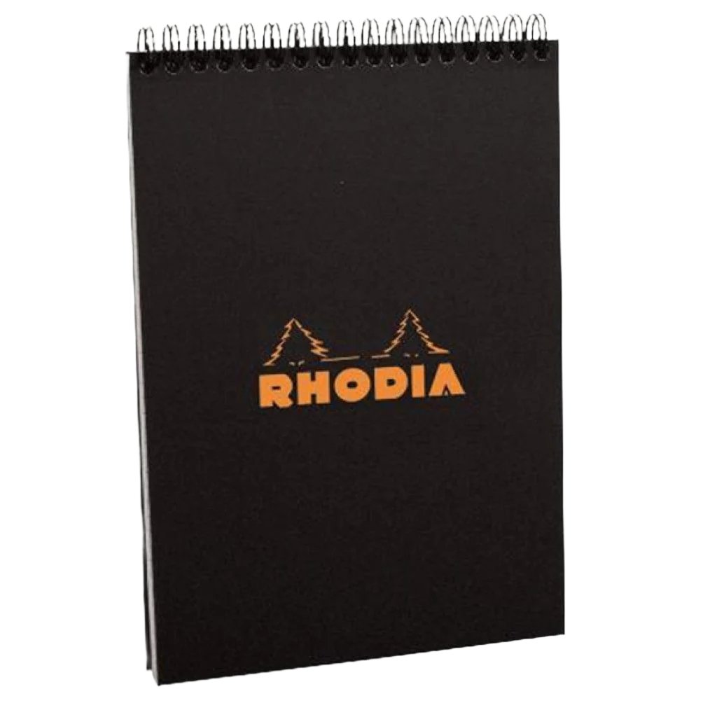 Rhodia N16 Notebook - Top Wirebound 5.875 x 8.25 Lined Paper (Black ...